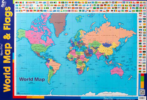 Chart World Map With Flags Double Sided | Harleys - The Educational ...