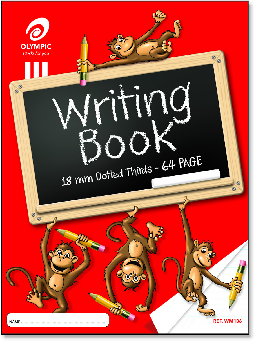 Writing Book 64 Page Olympic "Monkeys" 18mm Dotted Thirds Stapled ...