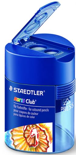 Sharpener Double Hole Triangular Metal with catcher Staedtler Noris ...